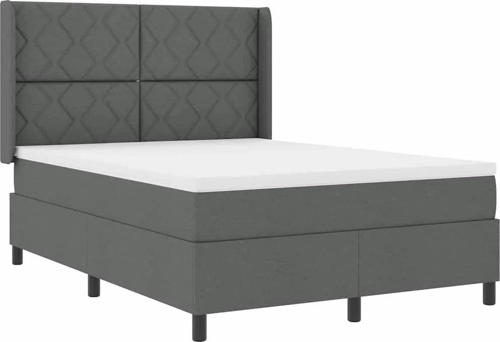 Postel s boxspringem s polštářem Tmavě šedá 200 x 140 cm textil 3341708