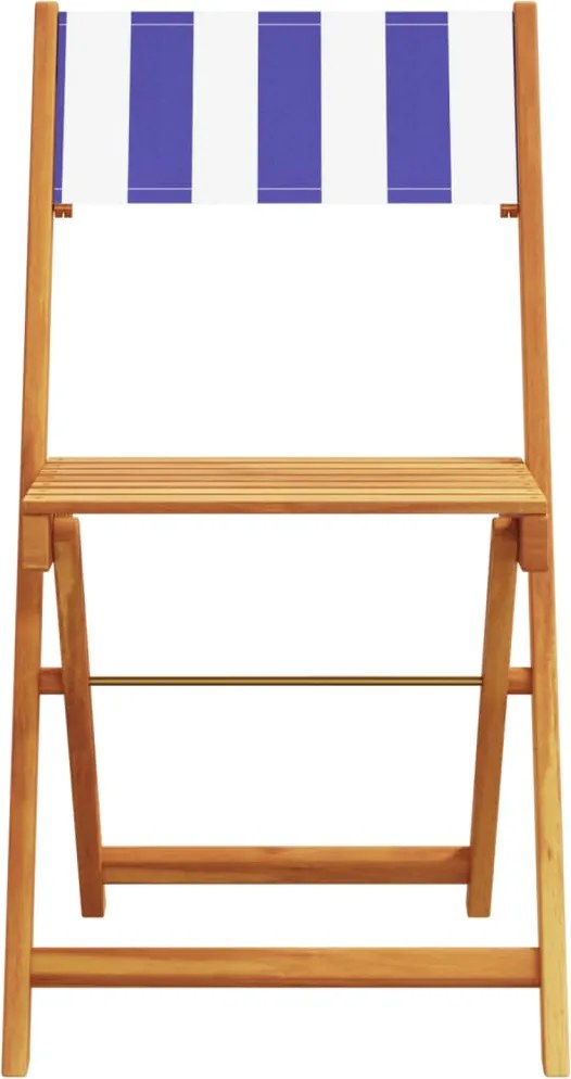 3dílný bistro set modrý a bílý textil a masivní dřevo 3281765