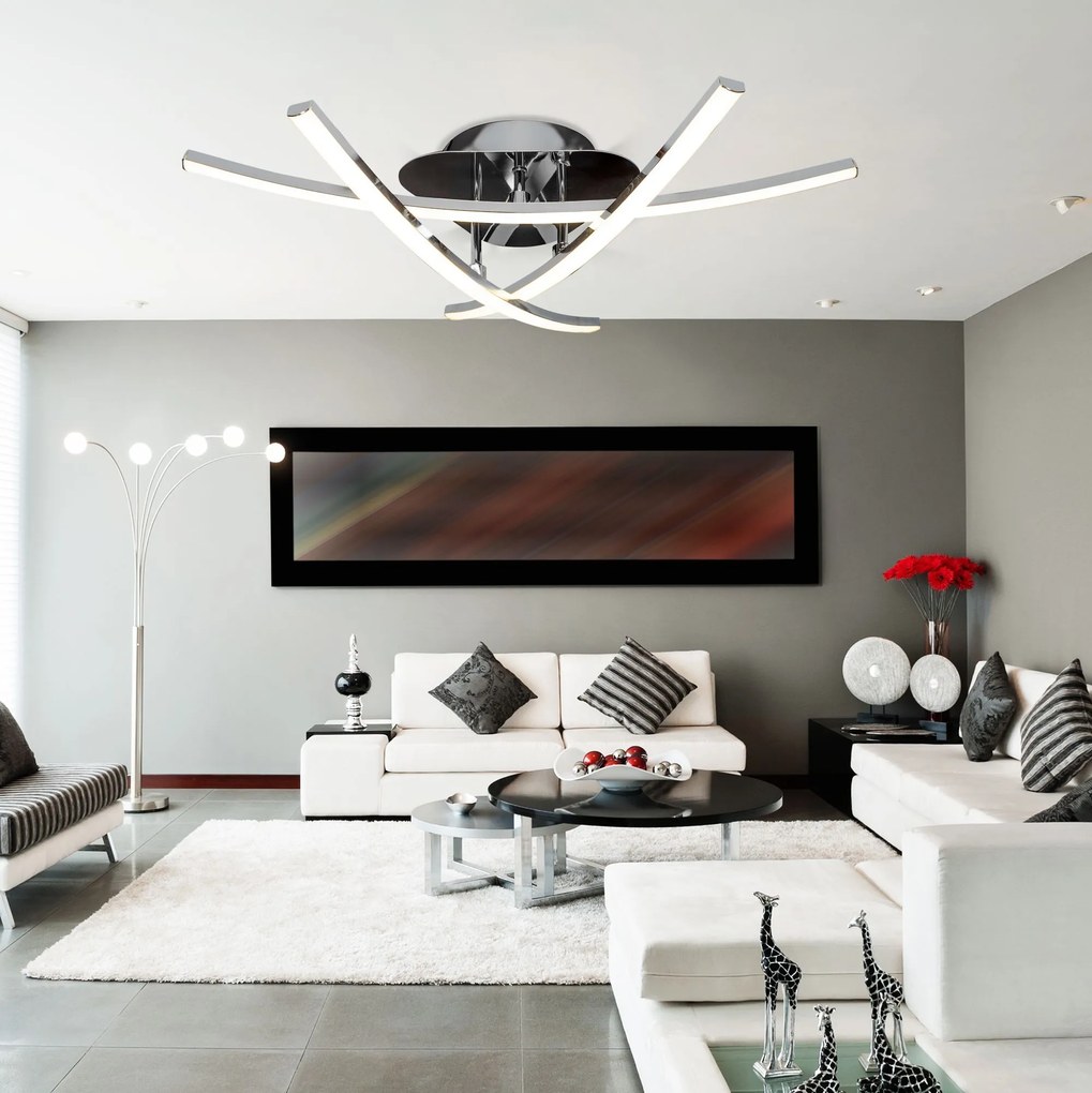 Toolight - Moderní LED stropní svítidlo 59x59cm APP397-C, chromová, OSW-06913