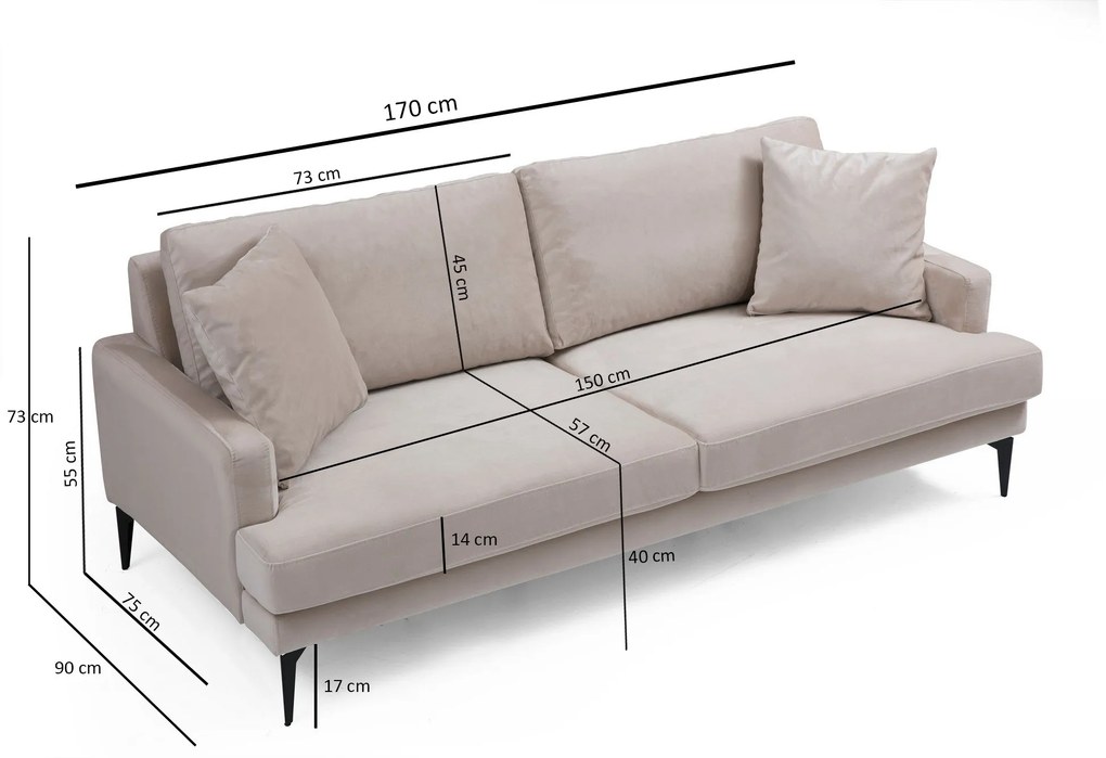 Atelier del Sofa 2-místná pohovka Papira 2 Seater - Beige, Béžová