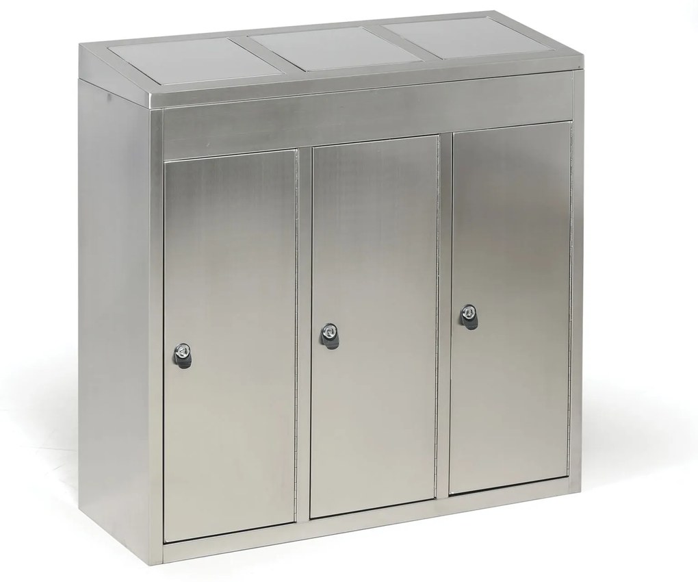 Odpadkový koš na tříděný odpad, 3x37 l, nerez