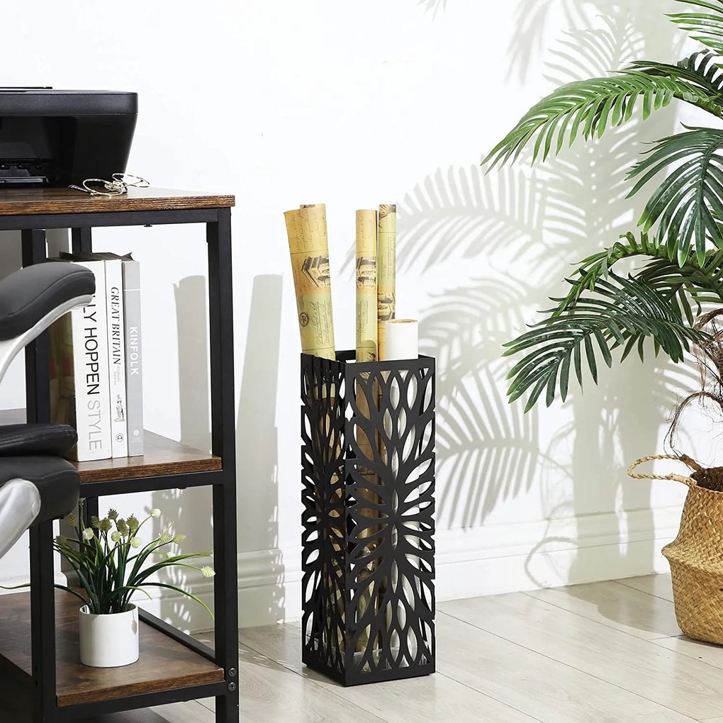 Kovový stojan na deštníky, s vyjímatelnou odkapávací miskou, černý