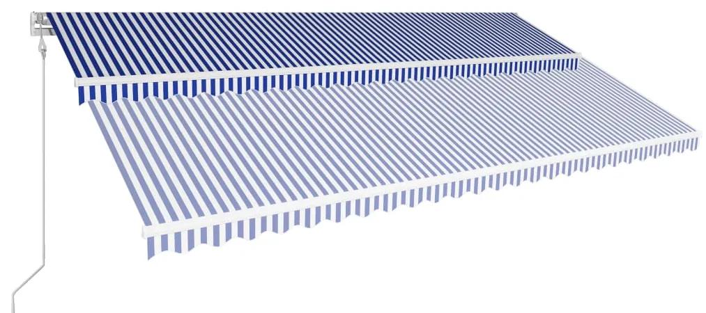 vidaXL Automatická zatahovací markýza 600 x 300 cm modrobílá