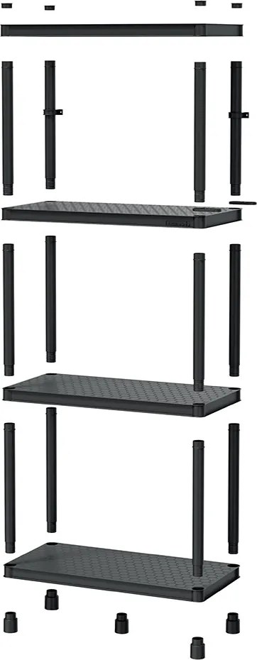 Prosperplast Regál do dílny STACKARO SOLID SMALL, 58x28x131,5cm, černá
