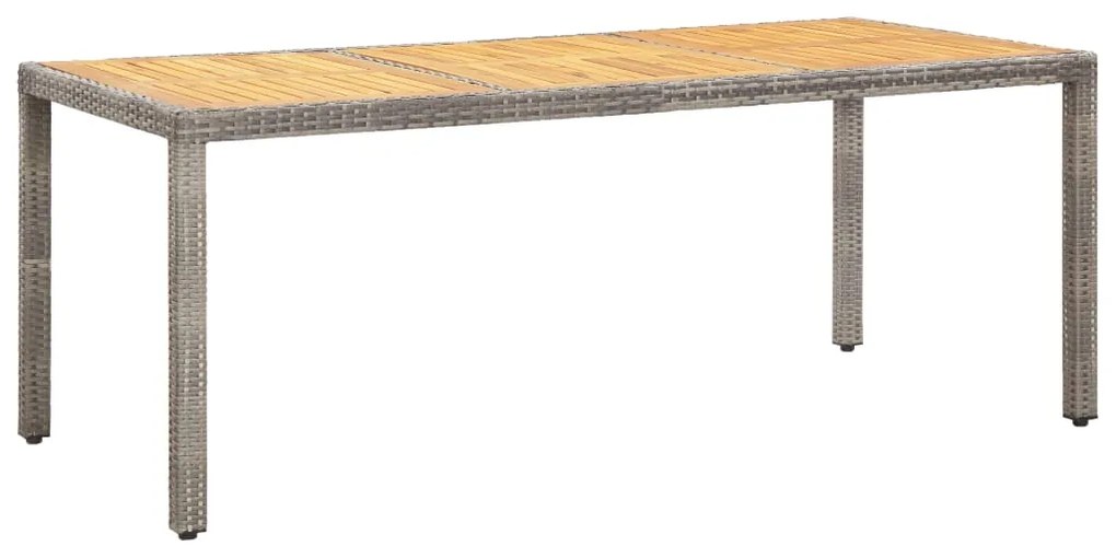 310585 vidaXL Zahradní stůl šedý 190 x 90 x 75 cm polyratan a akáciové dřevo