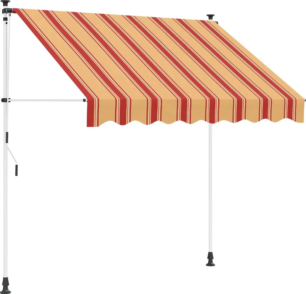 vidaXL Ručně zatahovací markýza 350 cm pruhy [42037063] Barva: oranžová a hnědá