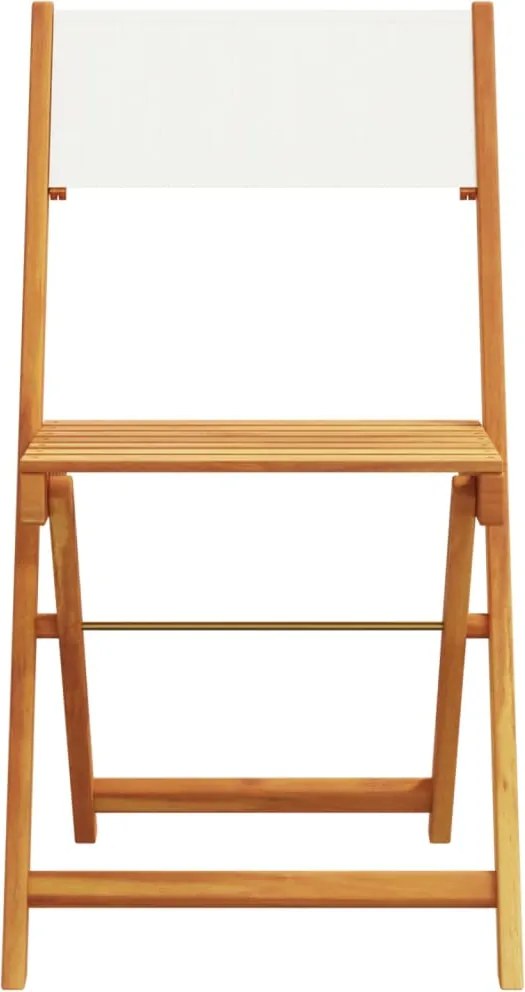 5dílný zahradní jídelní set krémově bílý textil a masivní dřevo 3281772