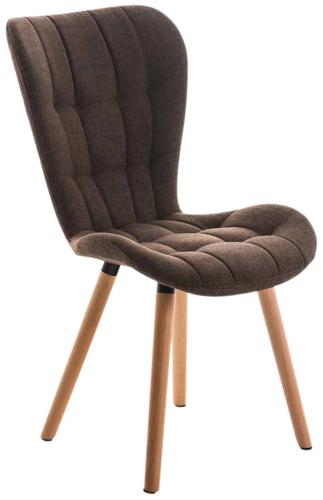Židle Elda ~ látka, dřevěné nohy natura - Hnědá