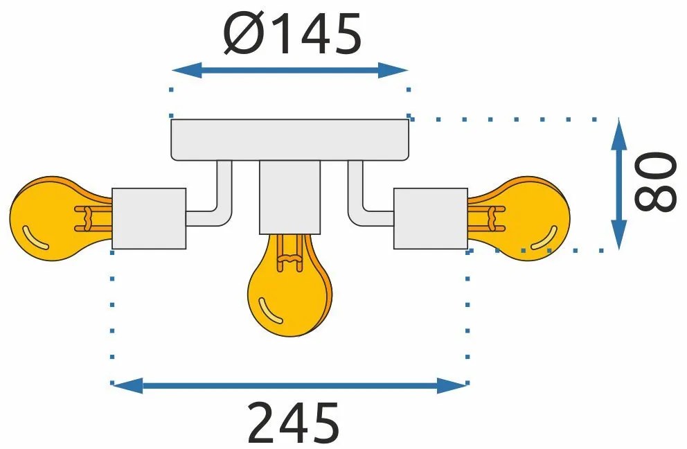 Toolight, kovové stropní svítidlo 5xE27 APP708-5C, zlatá, OSW-05207