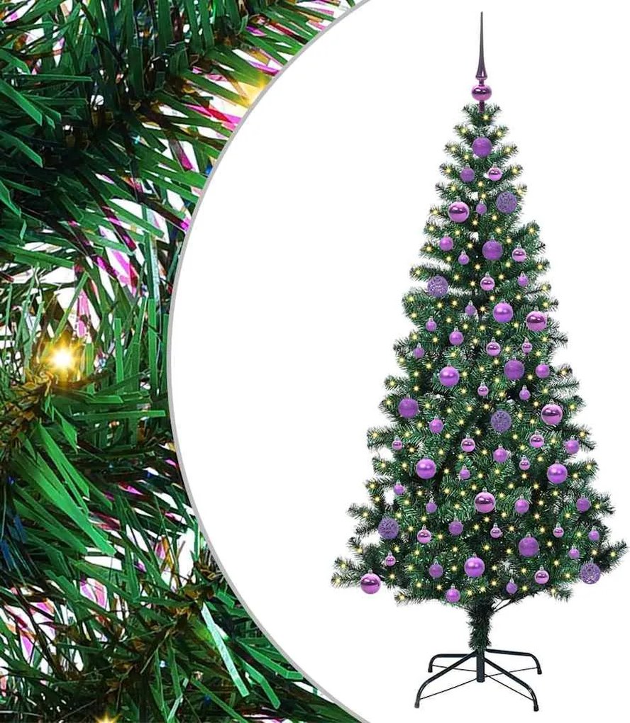 Umělý osvětlený vánoční stromeček Zelená 180 cm PVC a kov 3396768