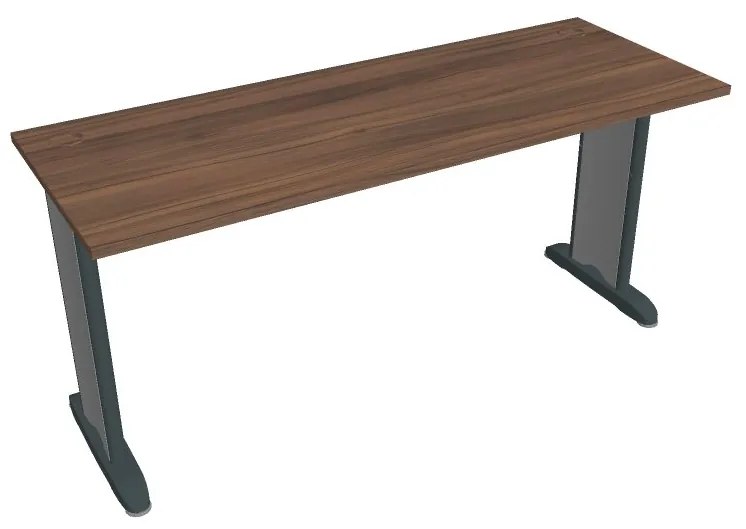 Stůl pracovní rovný 160 cm hl. 60 cm - Hobis Flex FE 1600 Dekor stolové desky: ořech, Barva nohou: černá