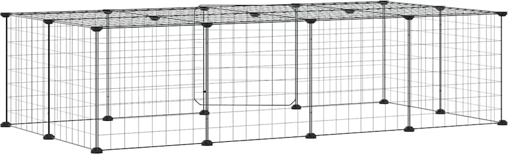 20panelová ohrádka pro zvířata s dvířky černá 140 x 70 x 35 cm ocel 3114055