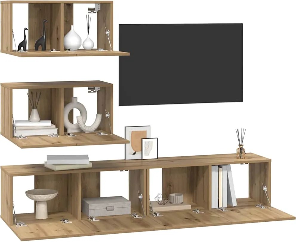 Sestava TV skříněk 4 ks Dub artisan Kompozitní dřevo 3393395