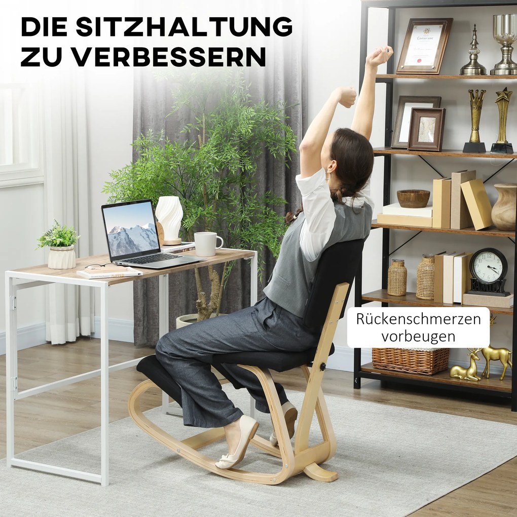 HOMCOM Ergonomická kolenní židle, kolenní stolička, zdravotní židle pro domácnost, kancelář, meditaci, černá