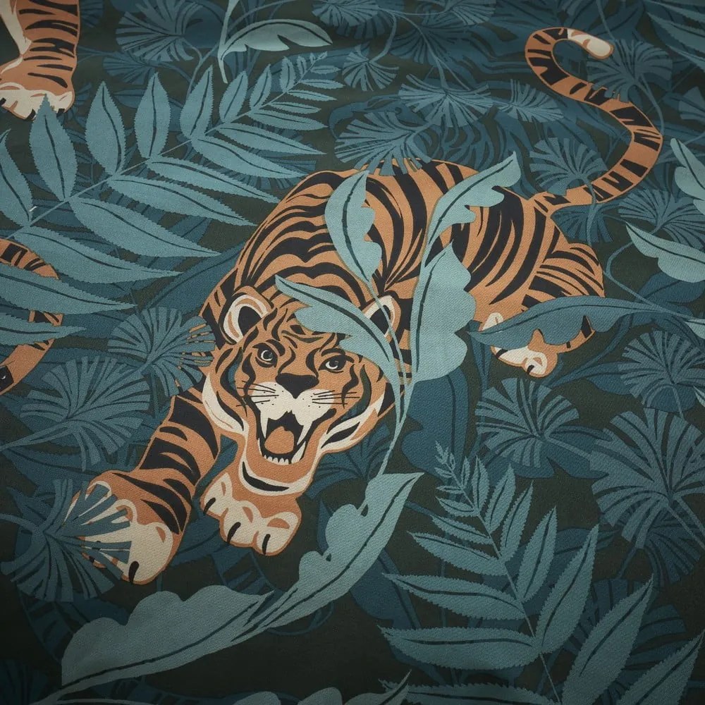 Zelené/hnědé povlečení na dvoulůžko/prodloužené 230x220 cm Tropic Tiger Leaf – Catherine Lansfield