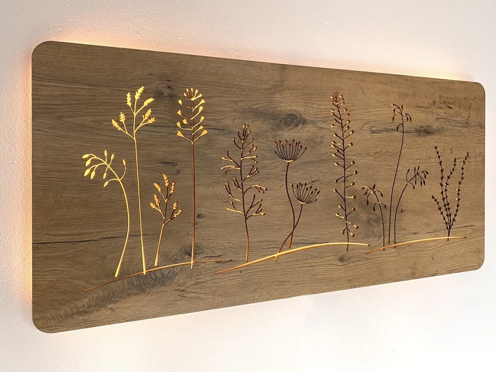 Li-Go "Louka" světelný obraz 230V 90x40 cm provedení povrchu: dub světlý