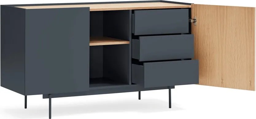 Nízká komoda v dekoru dubu v antracitovo-přírodní barvě 130x78 cm Otto – Teulat
