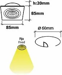 BPM 4206LED2.D40.3K Vestavné svítidlo Aluminio Blanco, bílá 7W 500lm 3000K LED 230V, IP65 - BPM