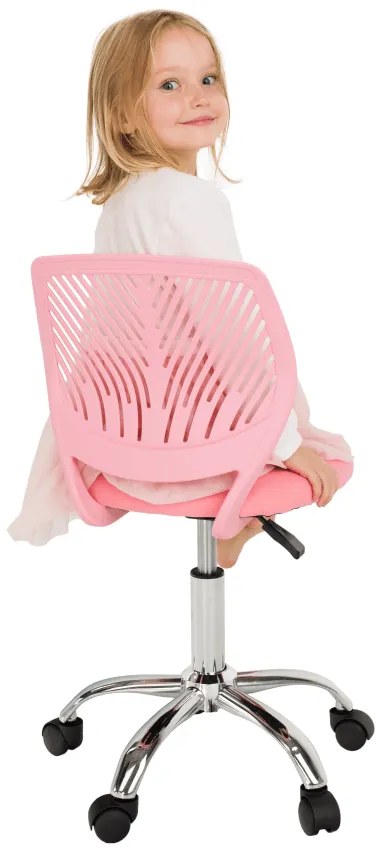 Dětská židle PIXIE - kov, polyester, růžová / chrom