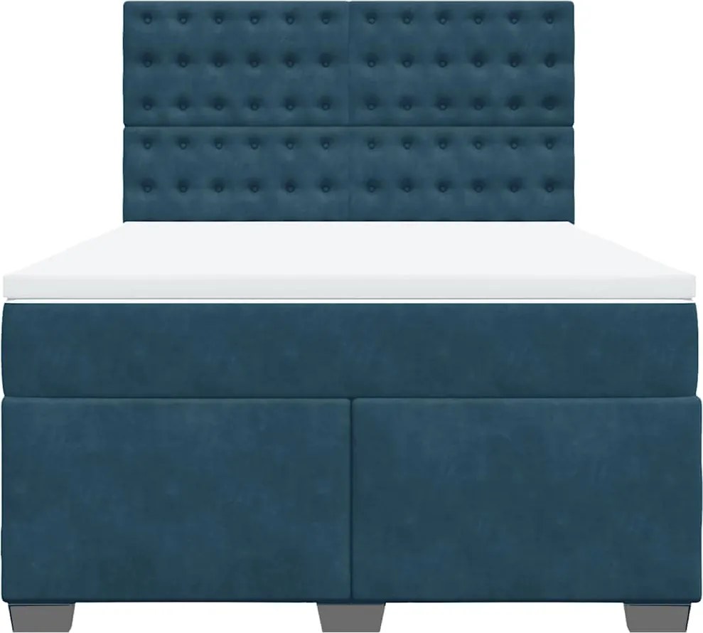 Box spring postel s matrací modrá 140 x 190 cm samet 3290922