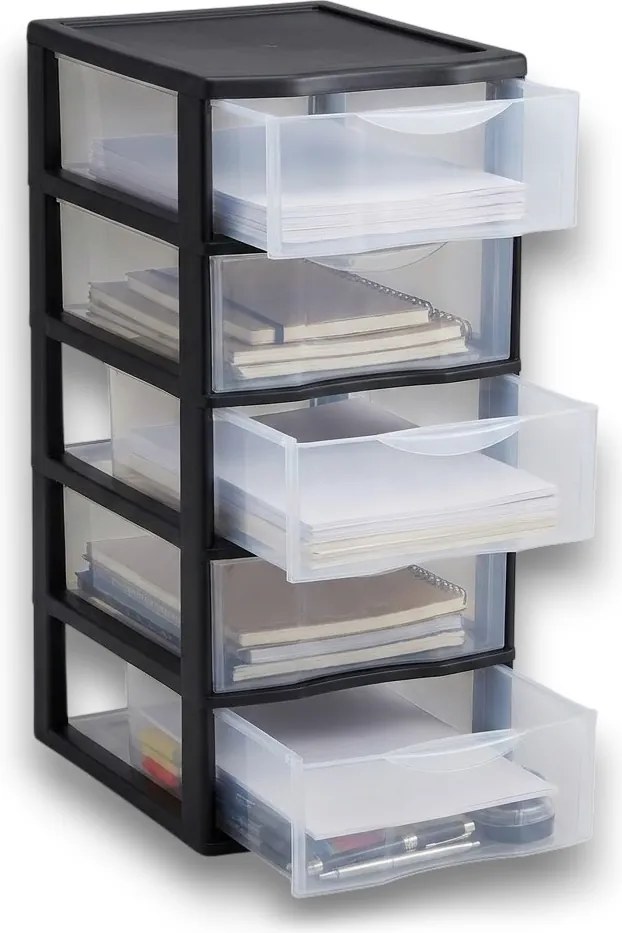 SUNDIS Úložný box s 5 vyššími zásuvkami, antracit, OFFICEMIX A4