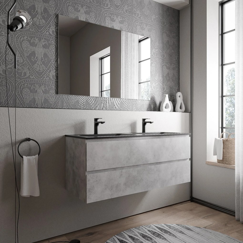 Koupelnová skříňka AVA 120 cm s dvojumyvadlem z minerálního odlitku BRUXELLES