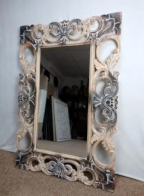 Zrcadlo WAJAN hnědé mix, 120 x 80 cm, ruční práce, exotické dřevo
