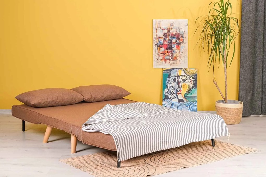 Designová rozkládací pohovka Felicitas 120 cm hnědá