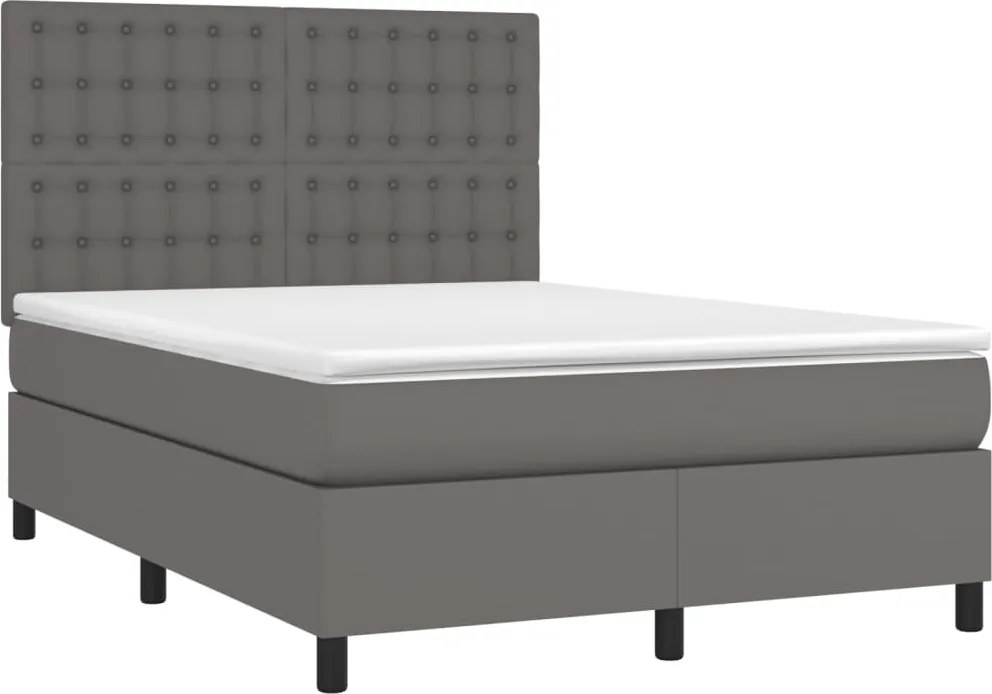Box spring postel s matrací šedá 140 x 190 cm umělá kůže 3142843
