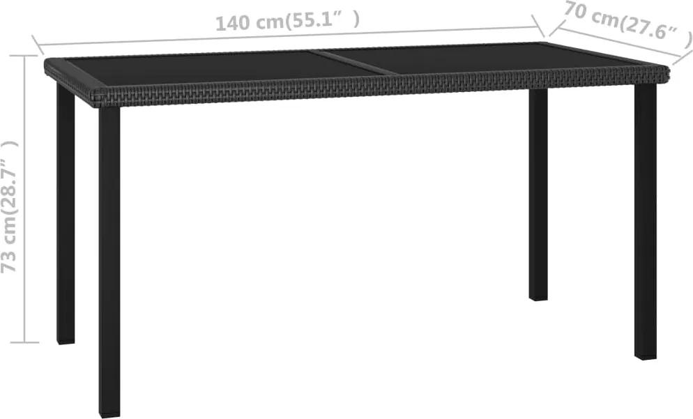 vidaXL Zahradní jídelní stůl 140 x 70 x 73 cm polyratan [315115] Barva: Černá