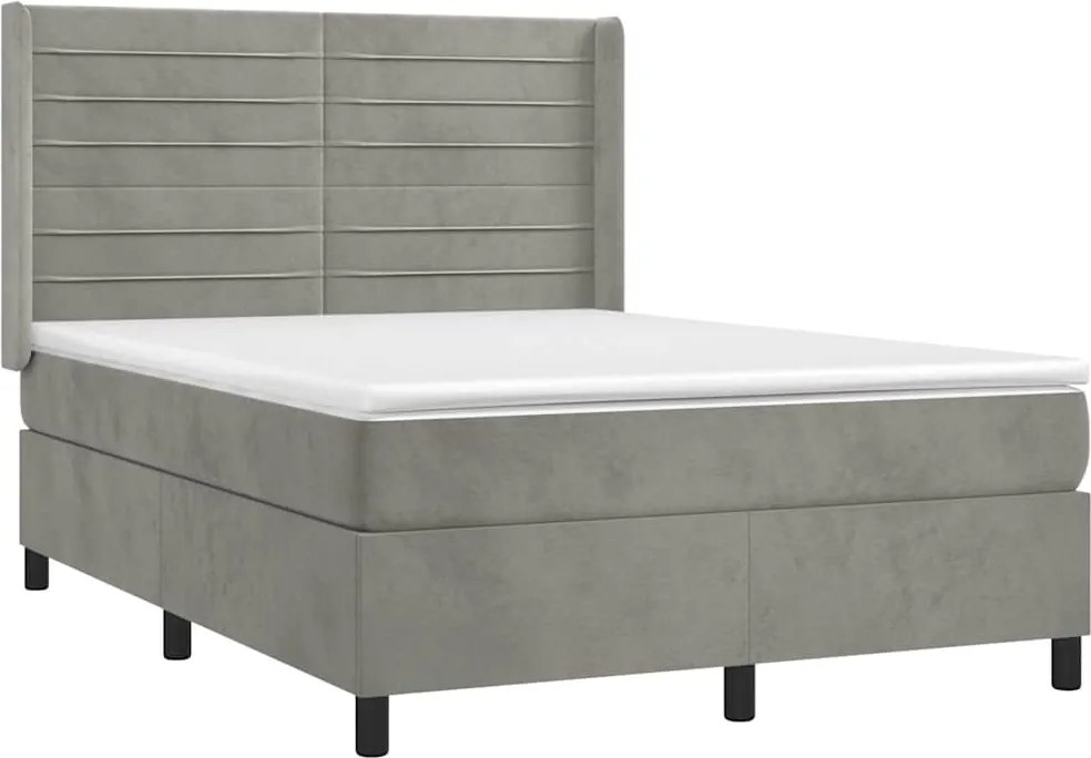Box spring postel s matrací světle šedá 140x190 cm samet 3132735