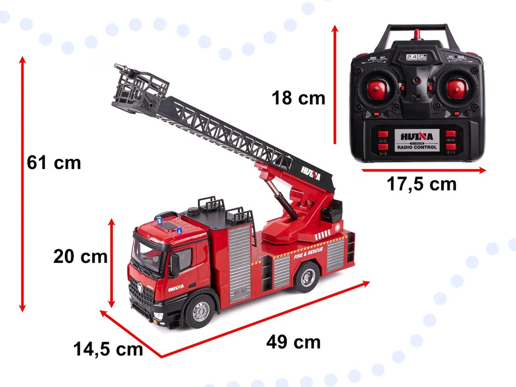 H-TOYS HUINA 1561 RC Hasičské auto 2,4GHz 1:14