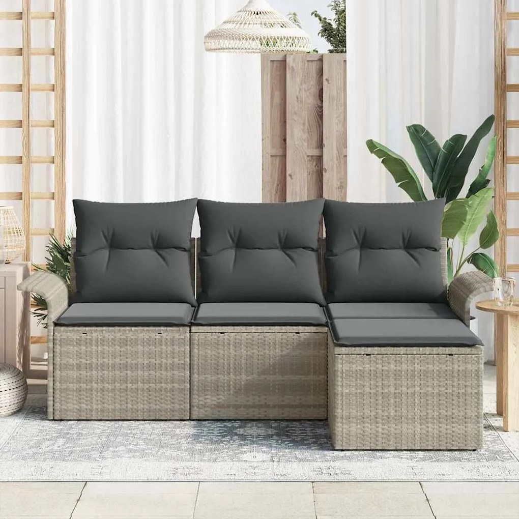 Set pohovek 4 ks 4-Počet míst Šedá polyratan 3345312