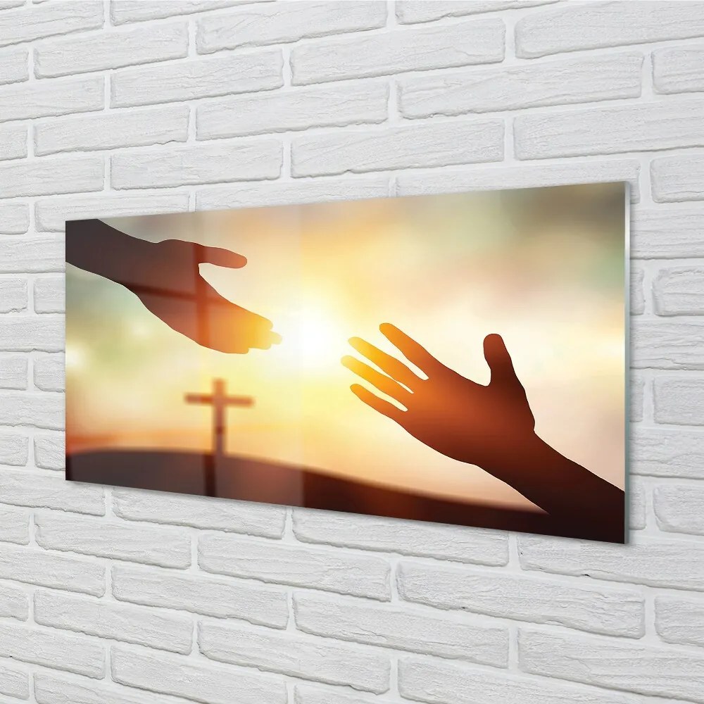 Obraz na skle cross hands 120x60 cm