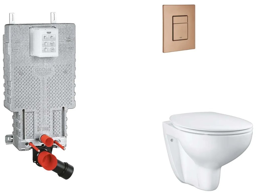 Grohe Uniset - Set předstěnové instalace, klozetu, sedátka SoftClose a tlačítka Skate Cosmopolitan, kartáčovaný Warm Sunset SANI15BB4103