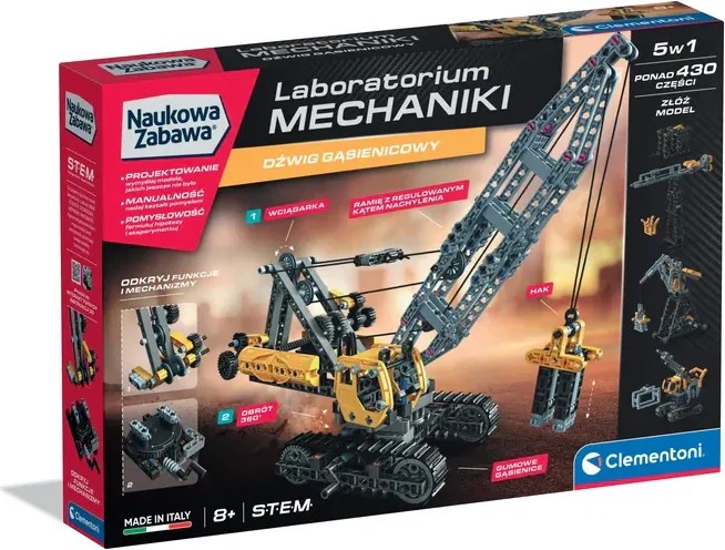 Vědecká zábava – Laboratoř mechaniky: Pásový jeřáb – polský jazyk – Clementoni 50402