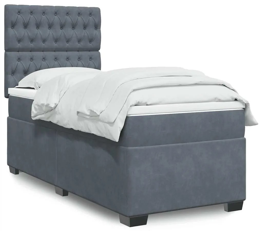 Box spring postel s matrací tmavě šedá 100x200 cm samet 3293141