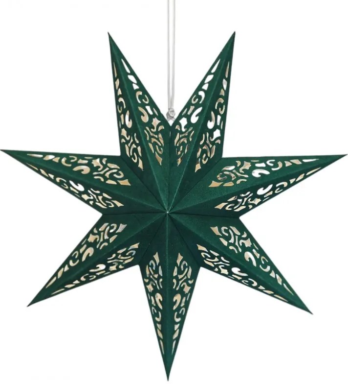 Vánoční papírová hvězda sedmicípá STARLET DELUXE 45 cm, zelená