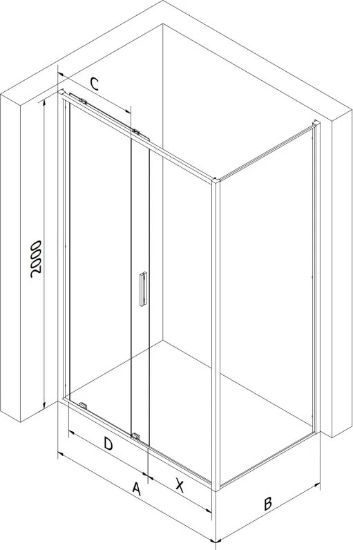 Mexen Exo-S posuvná sprchová kabina 120 x 90 cm, transparentní, černá - 8151-120-090-70-00