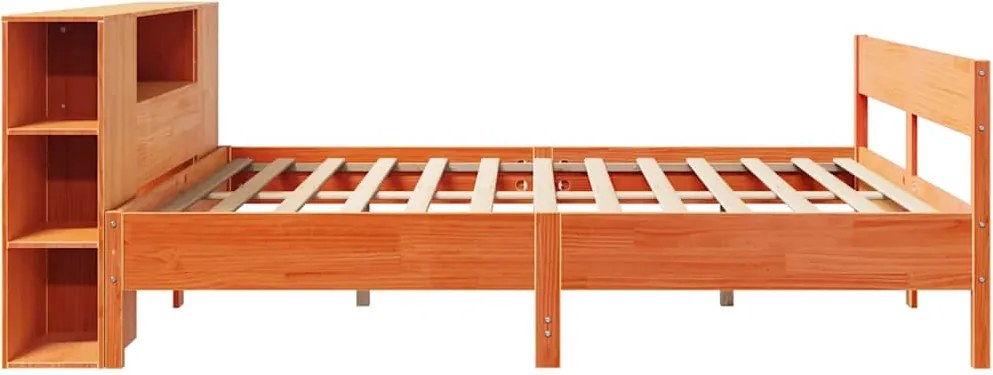 Postel s knihovnou bez matrace 200 x 200 cm masivní borovice 3322938