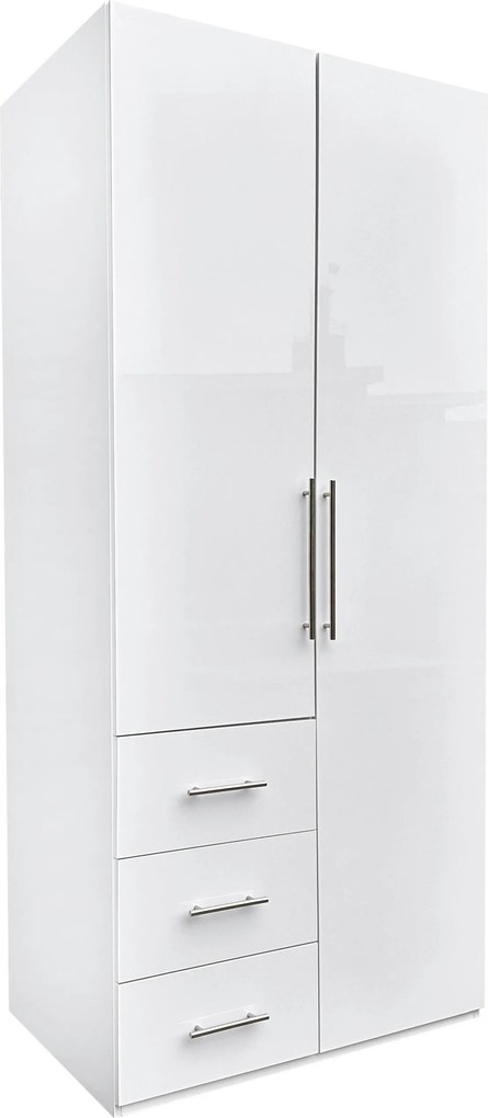 XXXLutz ŠATNÍ SKŘÍŇ, bílá, vysoce lesklá bílá, 98/219/59 cm P & B - Šatní skříně - 000885000404