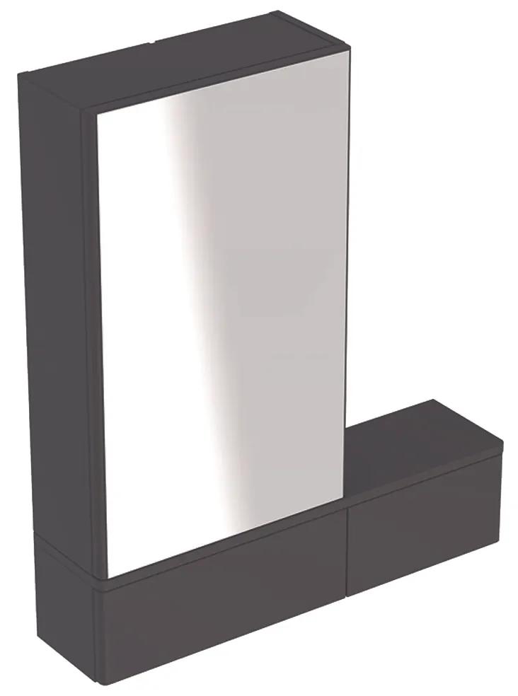 Geberit Selnova Square - Zrcadlová skříňka 850x708x176 mm, levá, 3 dvířka, lávová mat 501.391.JK.1