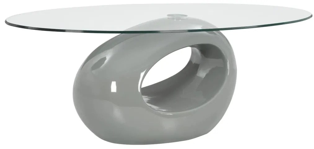 Konferenční stolek s oválnou skleněnou deskou | šedý