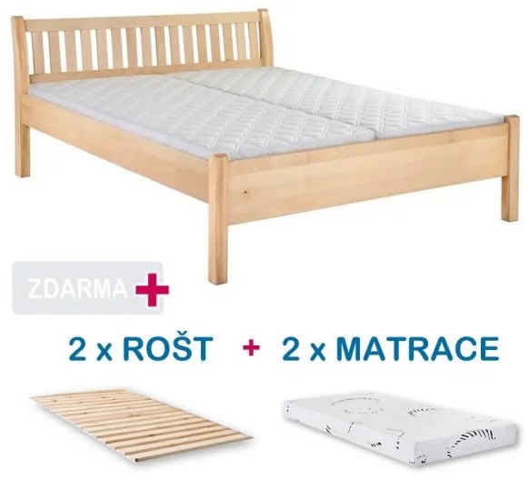 Manželská postel MILOŠ s roštem a matrací ZDARMA 180x200, masiv buk GR design