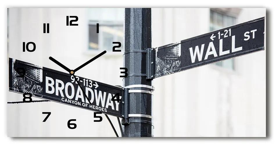 Wallmuralia Skleněné hodiny na stěnu Wall Street znak 60x30 cm