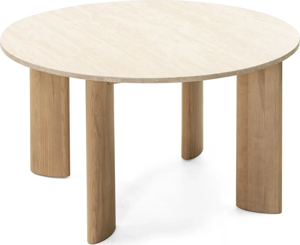 Jídelní stůl Rimley 130 cm z masivu jasan/travertin