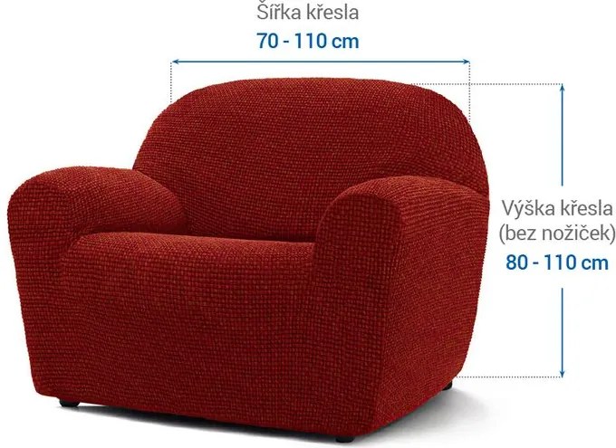 Super strečové potahy NIAGARA cihlová křeslo (š. 70 - 110 cm)