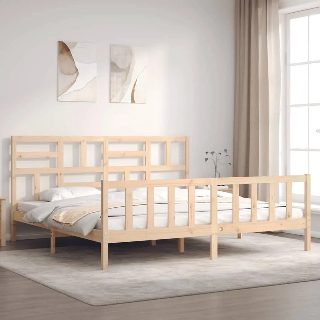 Rám postele s čelem Super King Size masivní dřevo 3193091