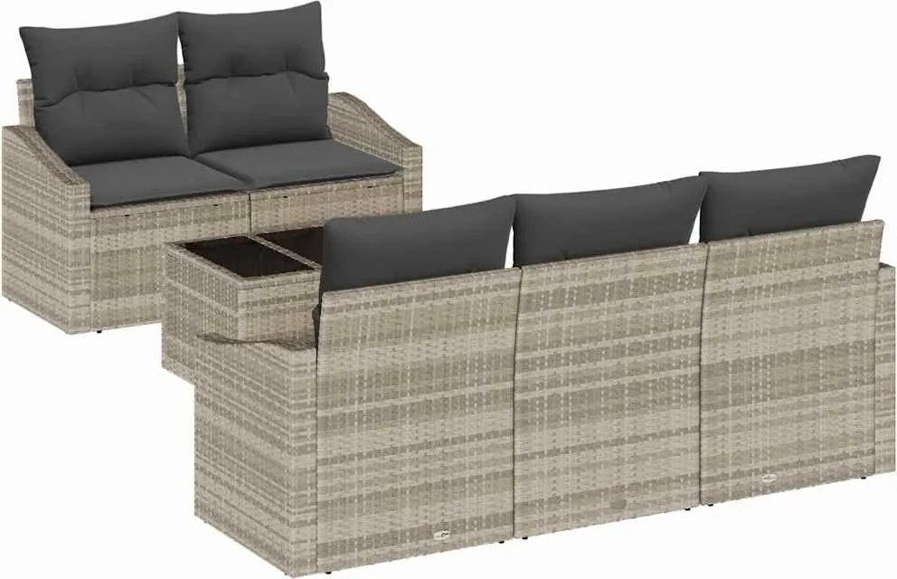 Set pohovek 6 ks Světle šedá polyratan 3346602