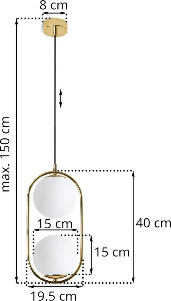 Závěsné svítidlo Florence, 2x bílé skleněné stínítko, g, U